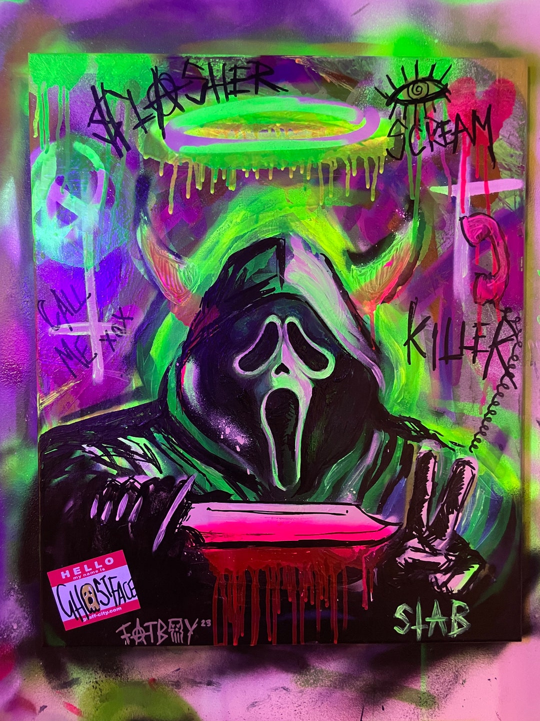 Original Ghostface Painting glows Under a Uv/blue Light - Etsy