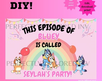 Bluey Welcome Sign Birthday, Bluey Birthday Party, Girl Birthday Invite ...