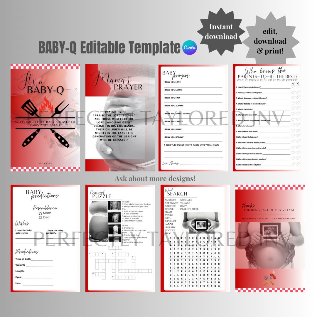 BABY-Q Baby Shower Booklet Template - Etsy