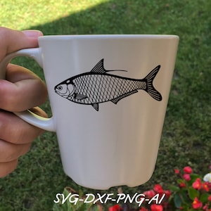 Gizzard Shad Hand Drawn SVG Clipart, Laser Cut Shad Fish DXF, Cnc Cut ...