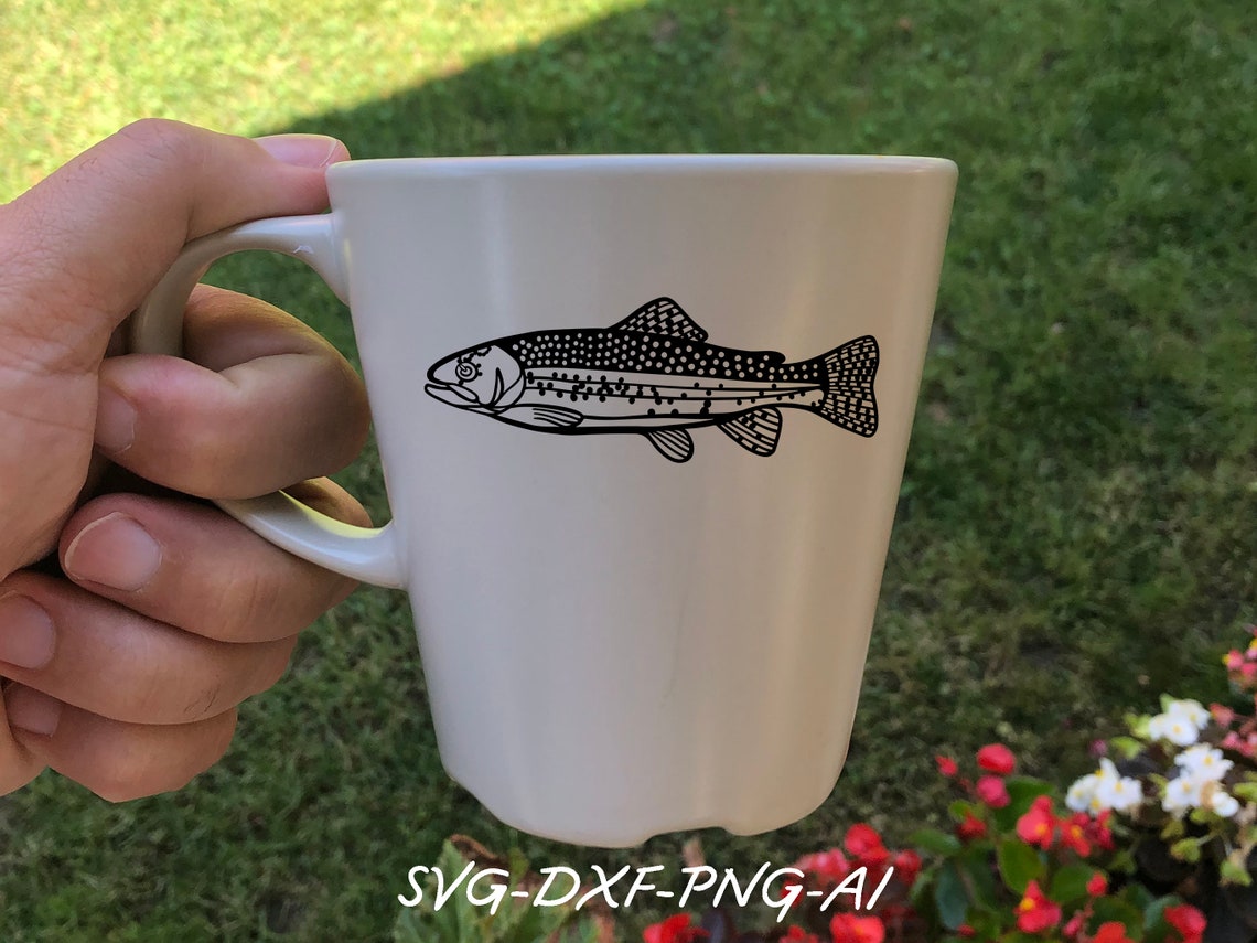 Rainbow Trout Hand Drawn SVG Clipart, Laser Cut Trout DXF, Cnc Cut ...