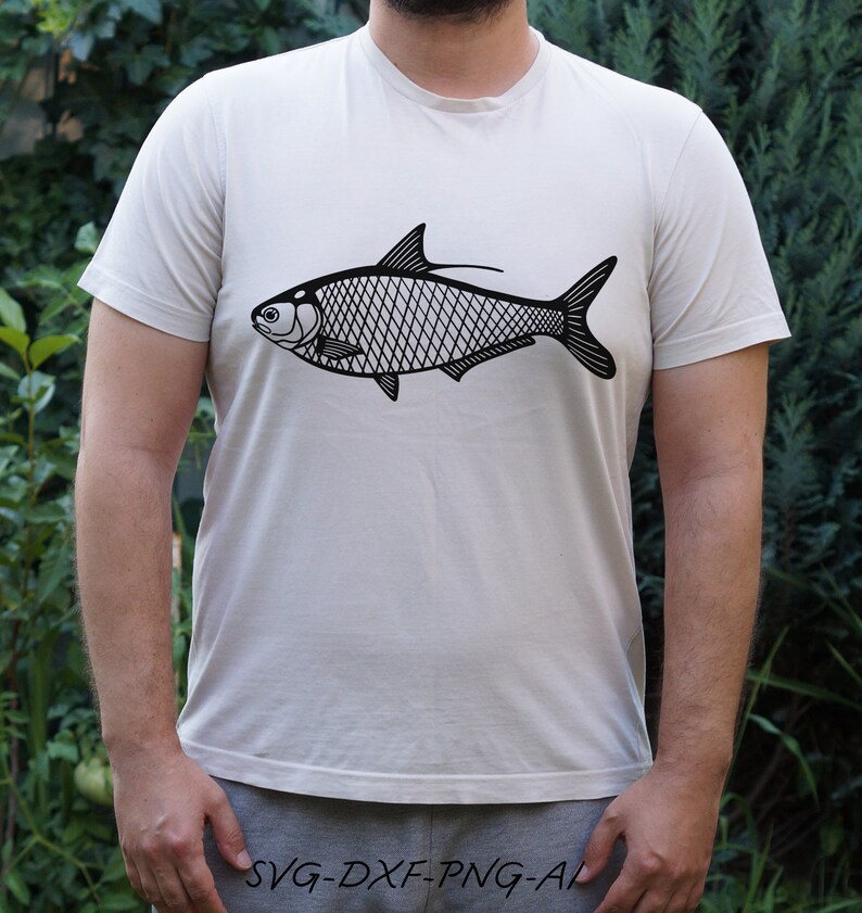 Gizzard Shad Hand Drawn SVG Clipart, Laser Cut Shad Fish DXF, Cnc Cut ...