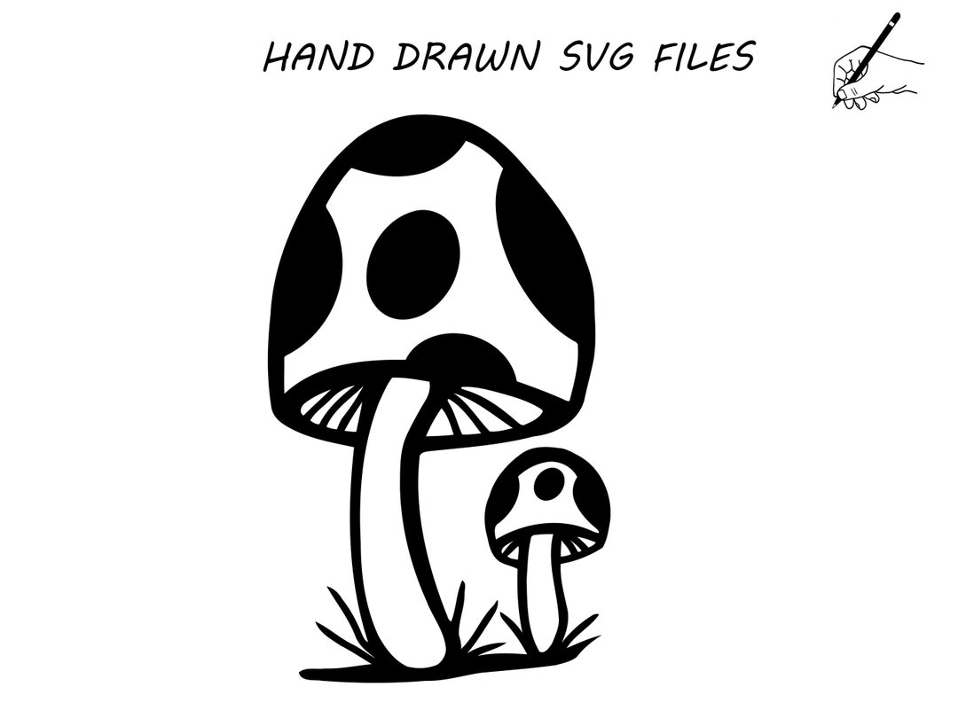 Mushrooms Hand Drawn SVG, Mushrooms Decal Stencil, Mushrooms Engraving ...