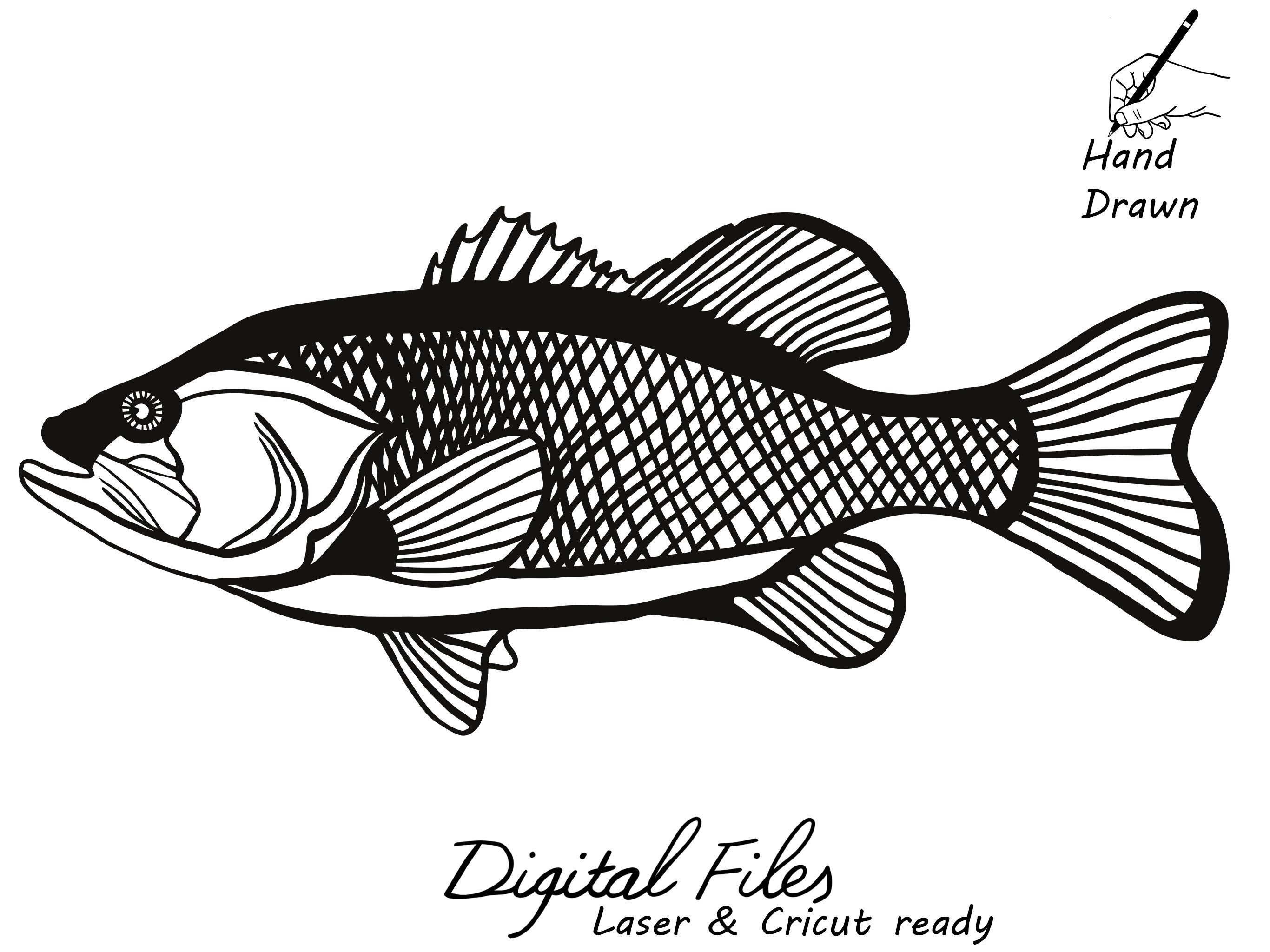 Bass Fish SVG/DXF File for Laser Cut, Cnc Router, Plasma, Cricut ...