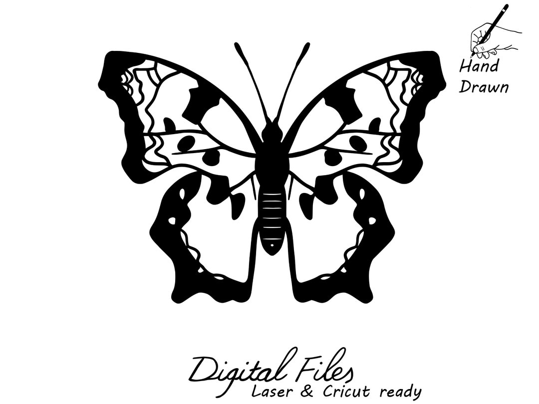 Eastern Comma Butterfly Hand Drawn SVG Clipart, Laser Cut Butterfly ...