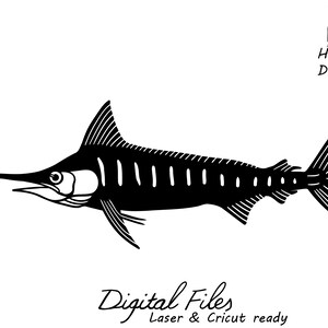 Marlin Fish Hand Drawn SVG/DXF File for Laser, Cnc Plasma Cut, Cricut ...