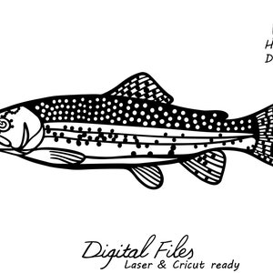Rainbow Trout Hand Drawn SVG Clipart, Laser Cut Trout DXF, Cnc Cut ...