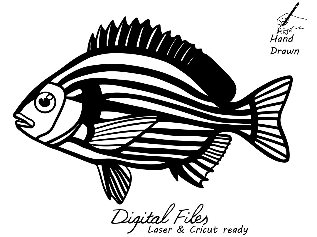 Sea Bream Fish Hand Drawn SVG/DXF File for Laser, Cnc, Plasma Cut ...
