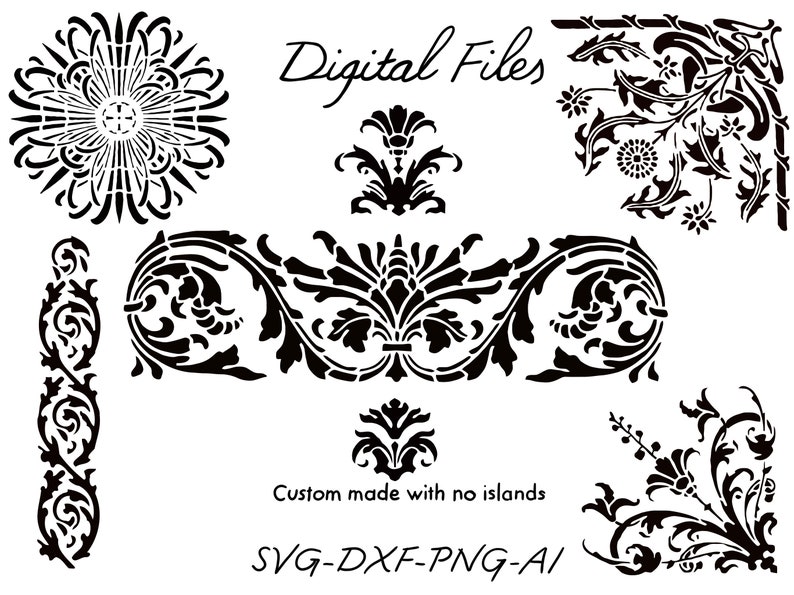 Art Deco Stencil Set, 7 SVG Vector Files for Laser Cutting, Cricut ...