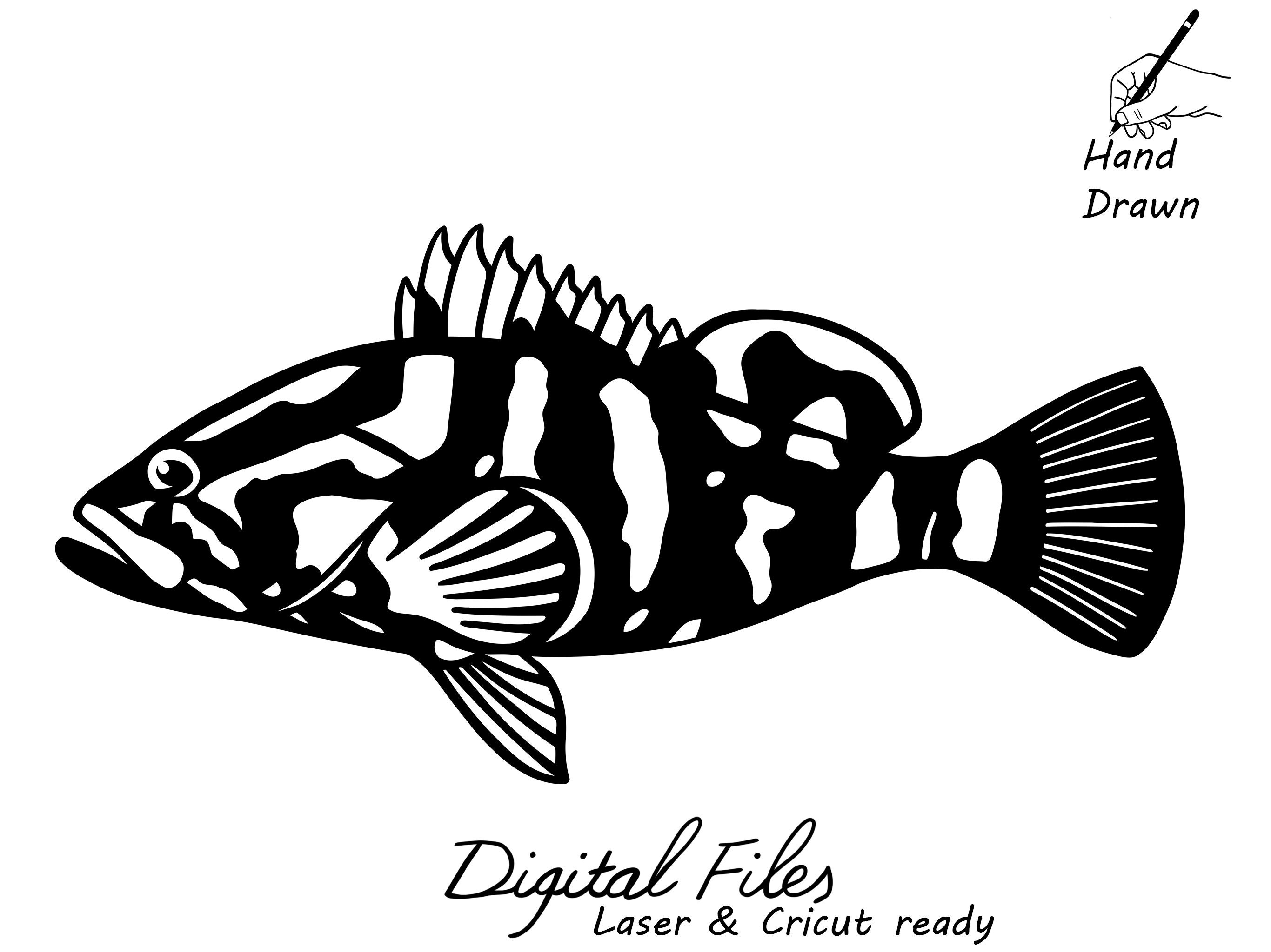 Grouper Fish Hand Drawn SVG/DXF File for Laser, Cnc Plasma Cut, Cricut ...