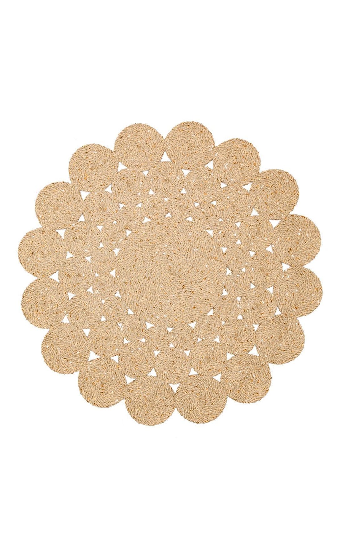 Round Jute Rug Soft Texture: Beige Knit Design, Eco Friendly Carpet ...