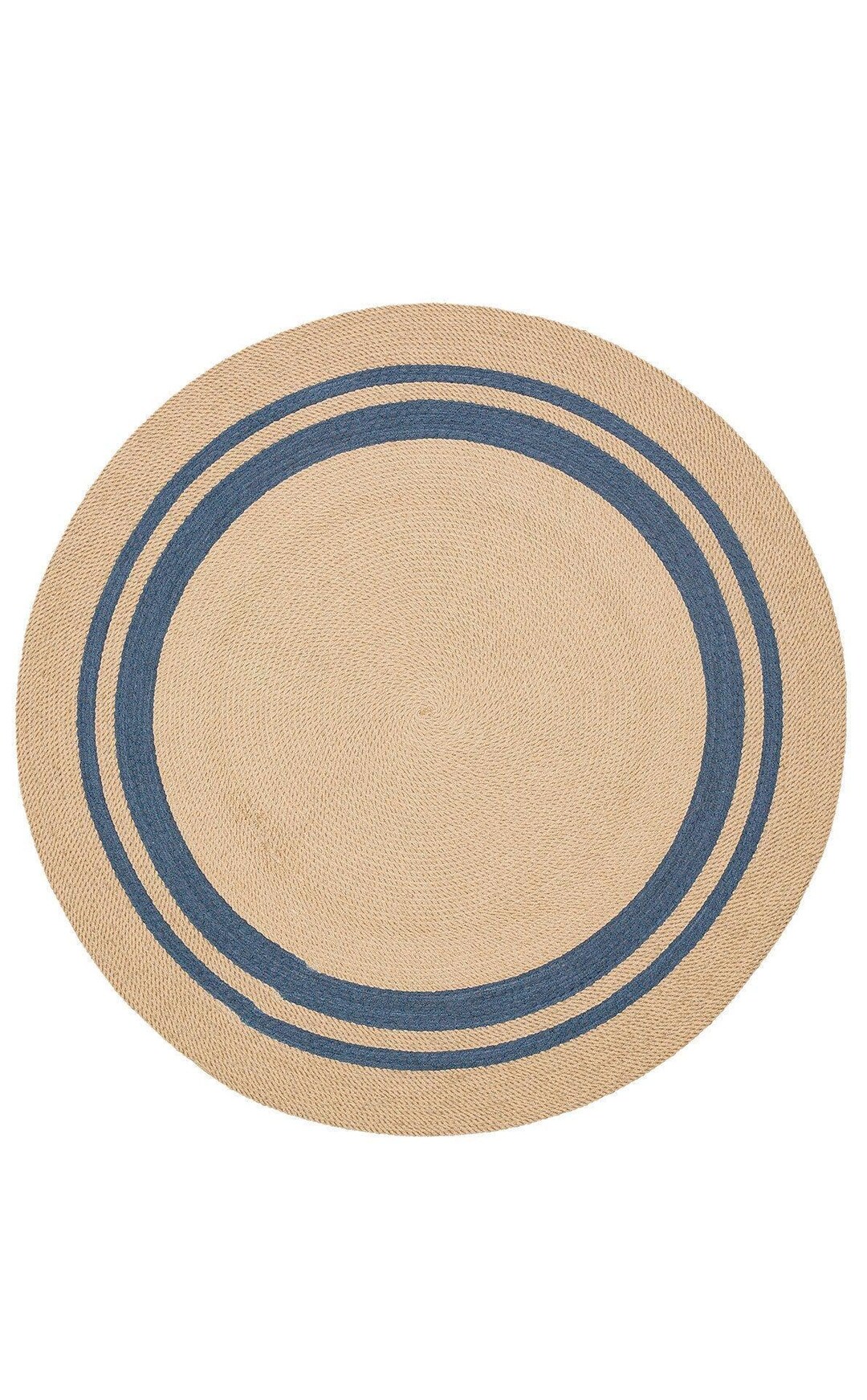 Round Jute Rug Reversible Geometric: Eco Friendly Cotton Blend, Dust ...
