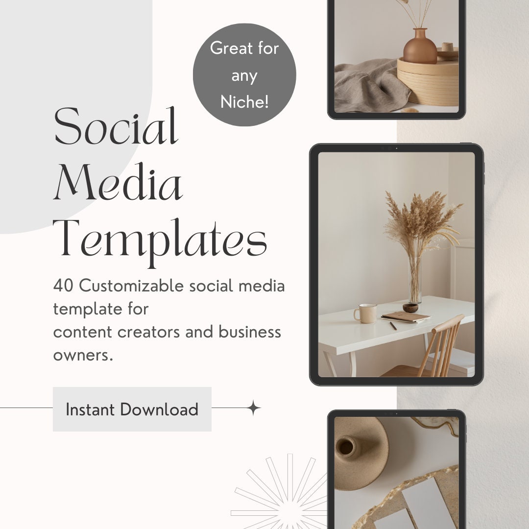 Editable Social Media Templates 40 Canva Designs for Any Niche Instant ...
