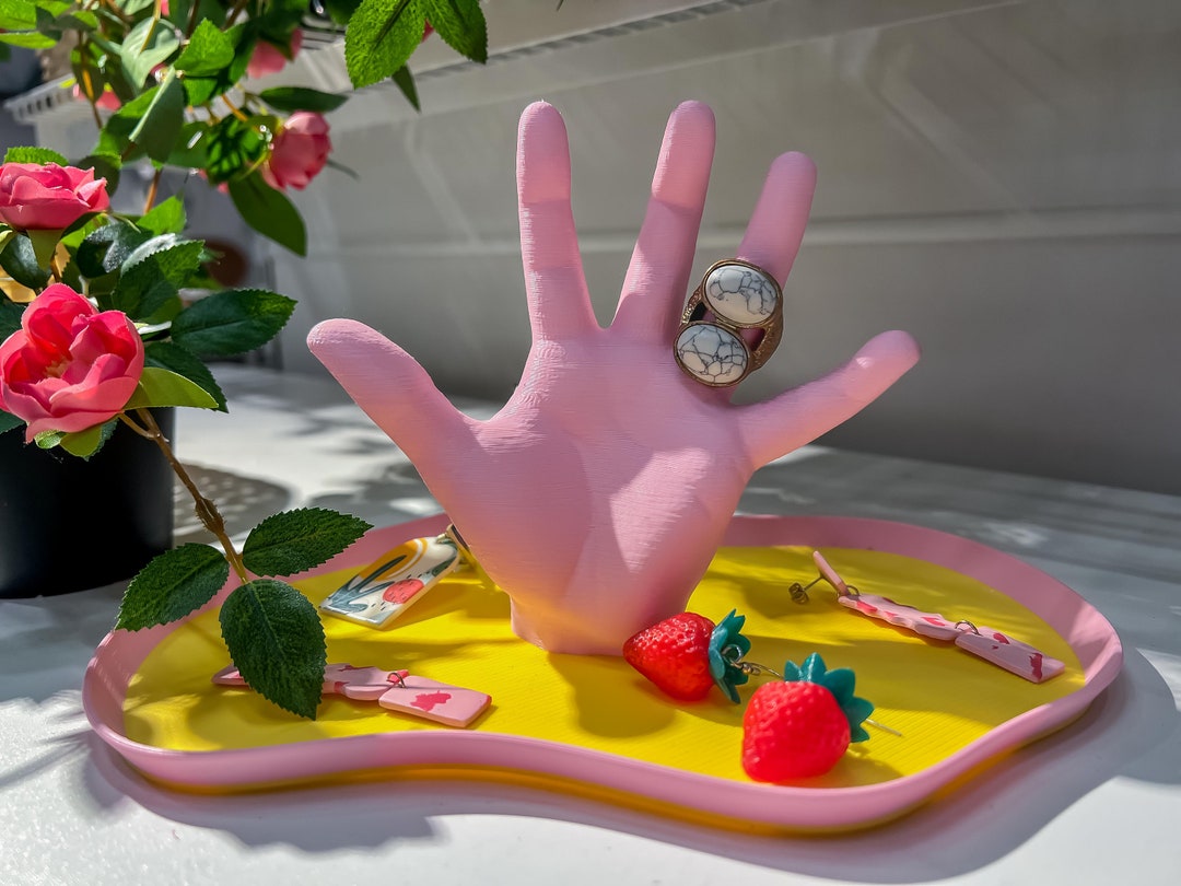 The Hand Tray - Catchall for Jewelry & Trinkets Cute Pink Yellow Femme ...