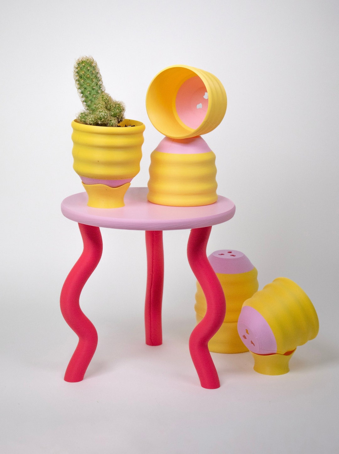 Small Wavy Yellow Planters Colorful 3 Dopamine Decor Little Maximalist ...