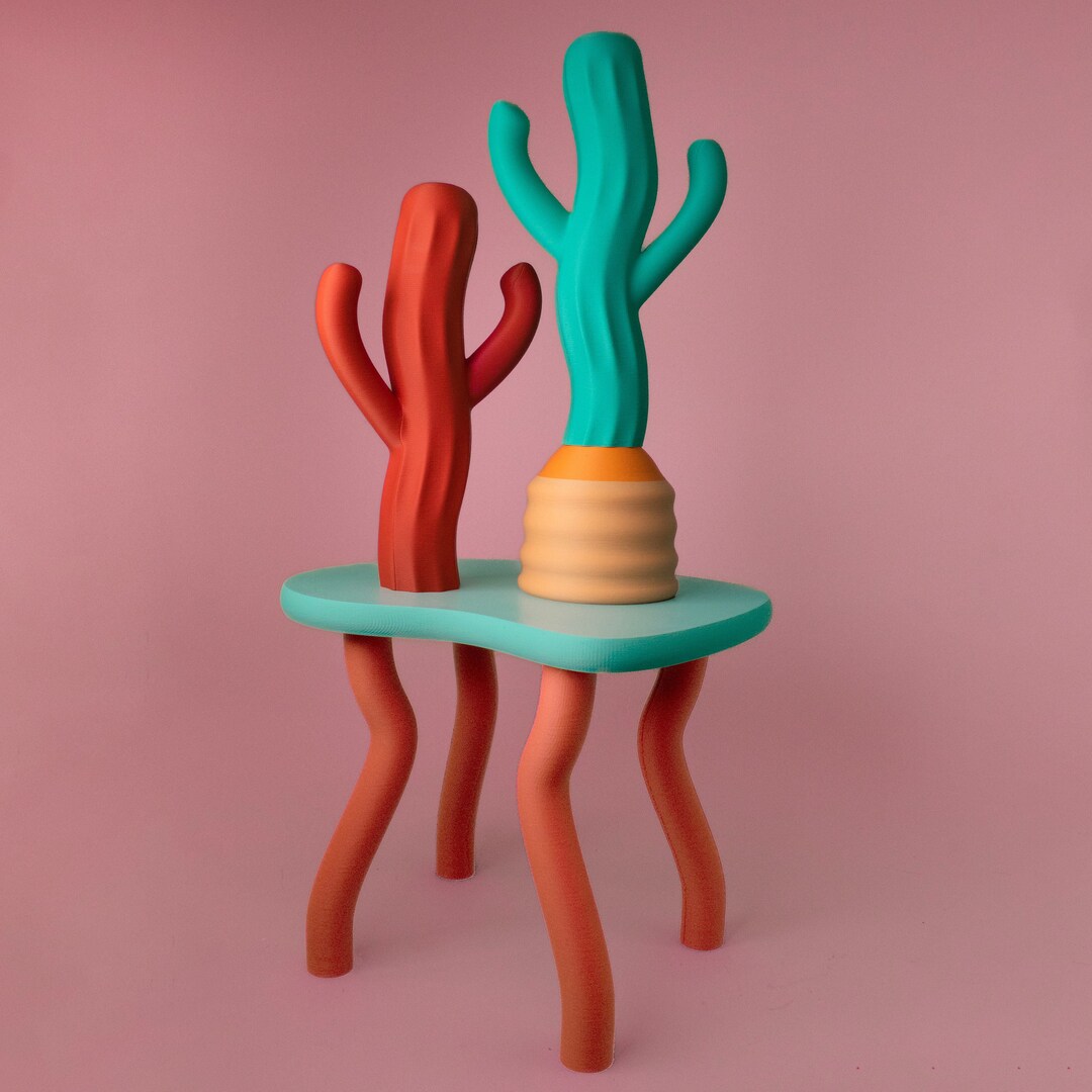 Colorful Funky 8" Plant Stand - Orange & Teal Unique Original Design ...
