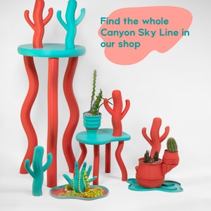 Colorful Funky 8" Plant Stand - Orange & Teal Unique Original Design ...