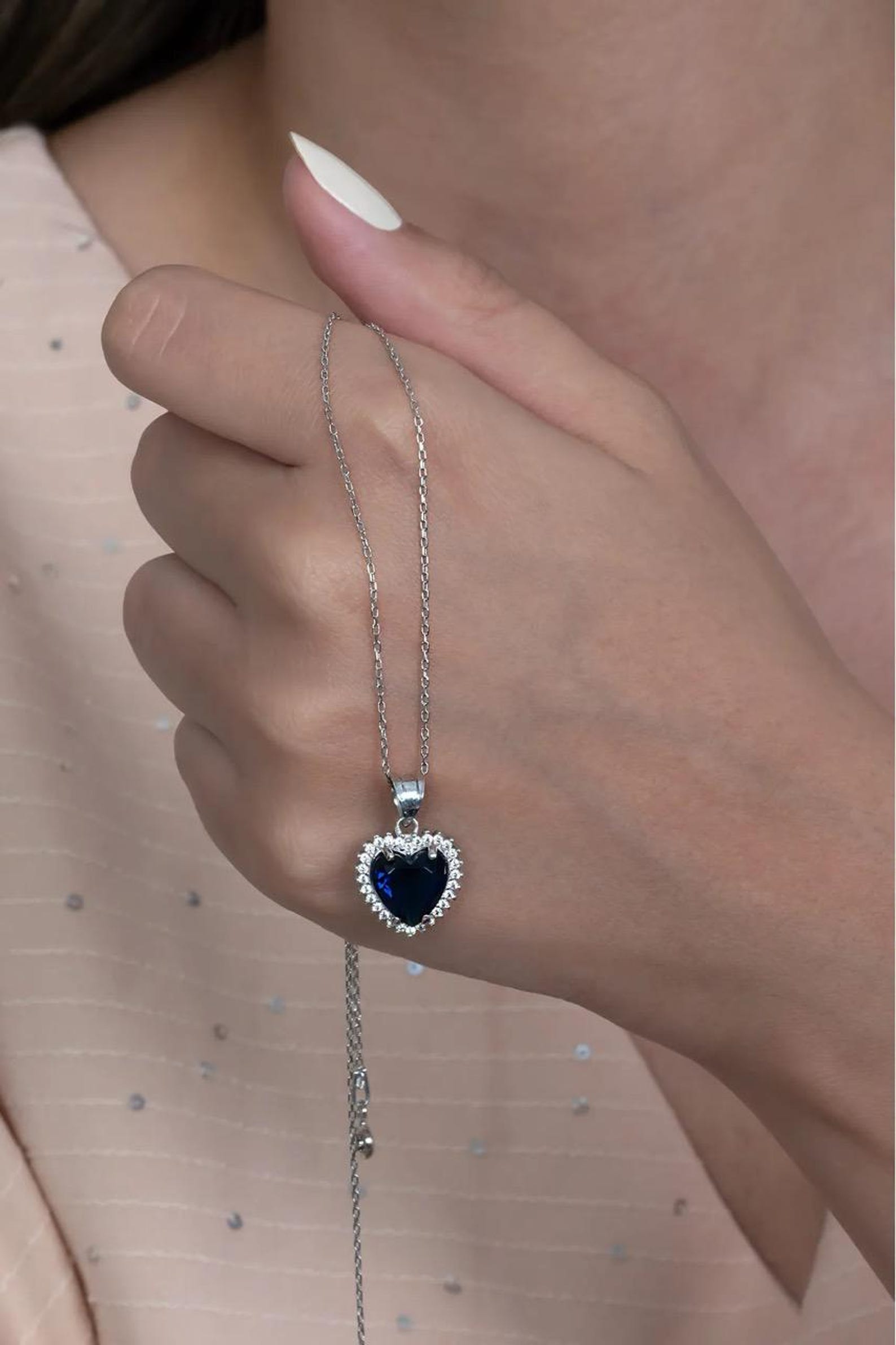 Heart of the Ocean Titanic 925 Sterling Silver Necklace,blue Sapphire ...