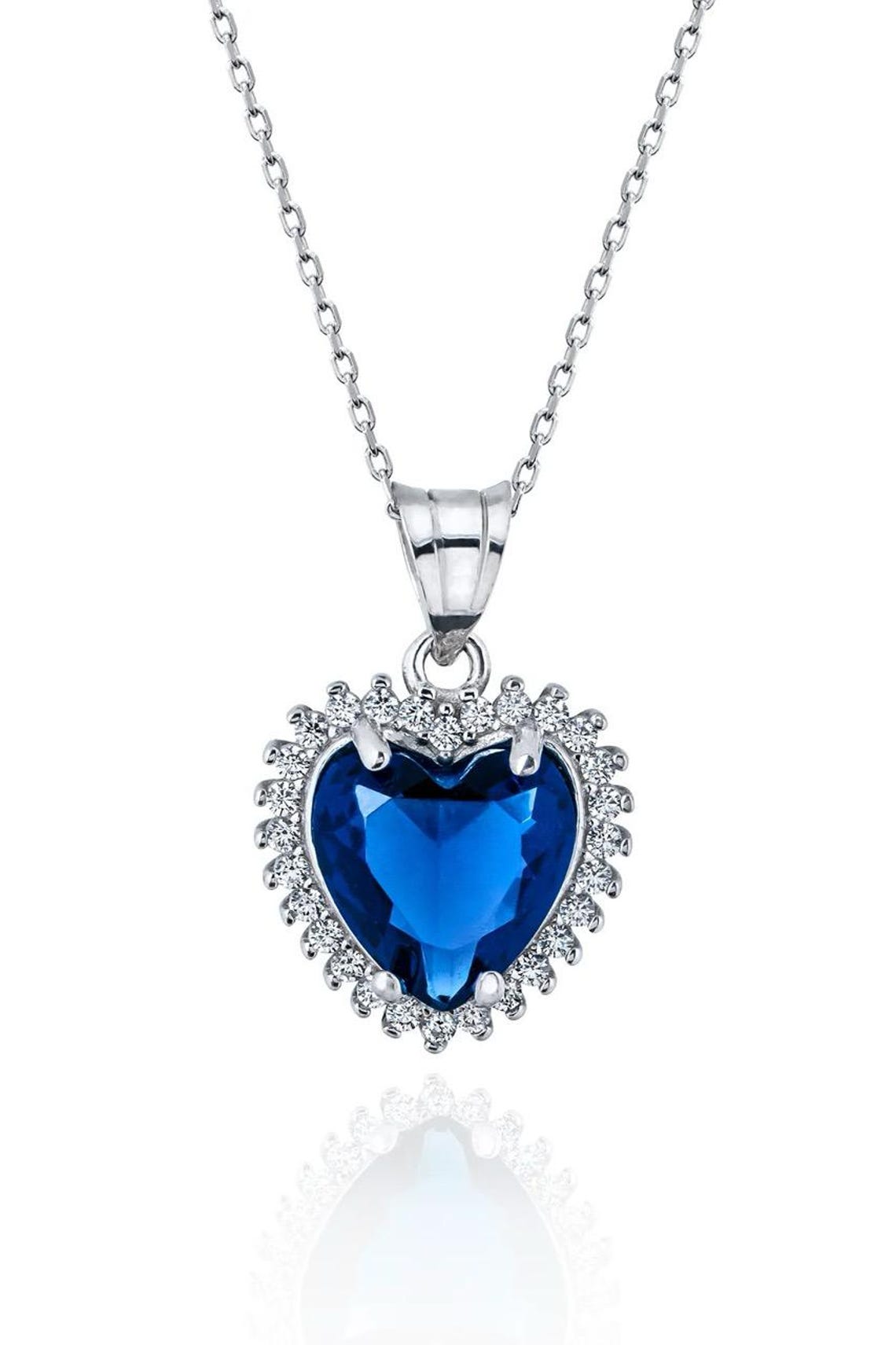 Heart of the Ocean Titanic 925 Sterling Silver Necklace,blue Sapphire ...