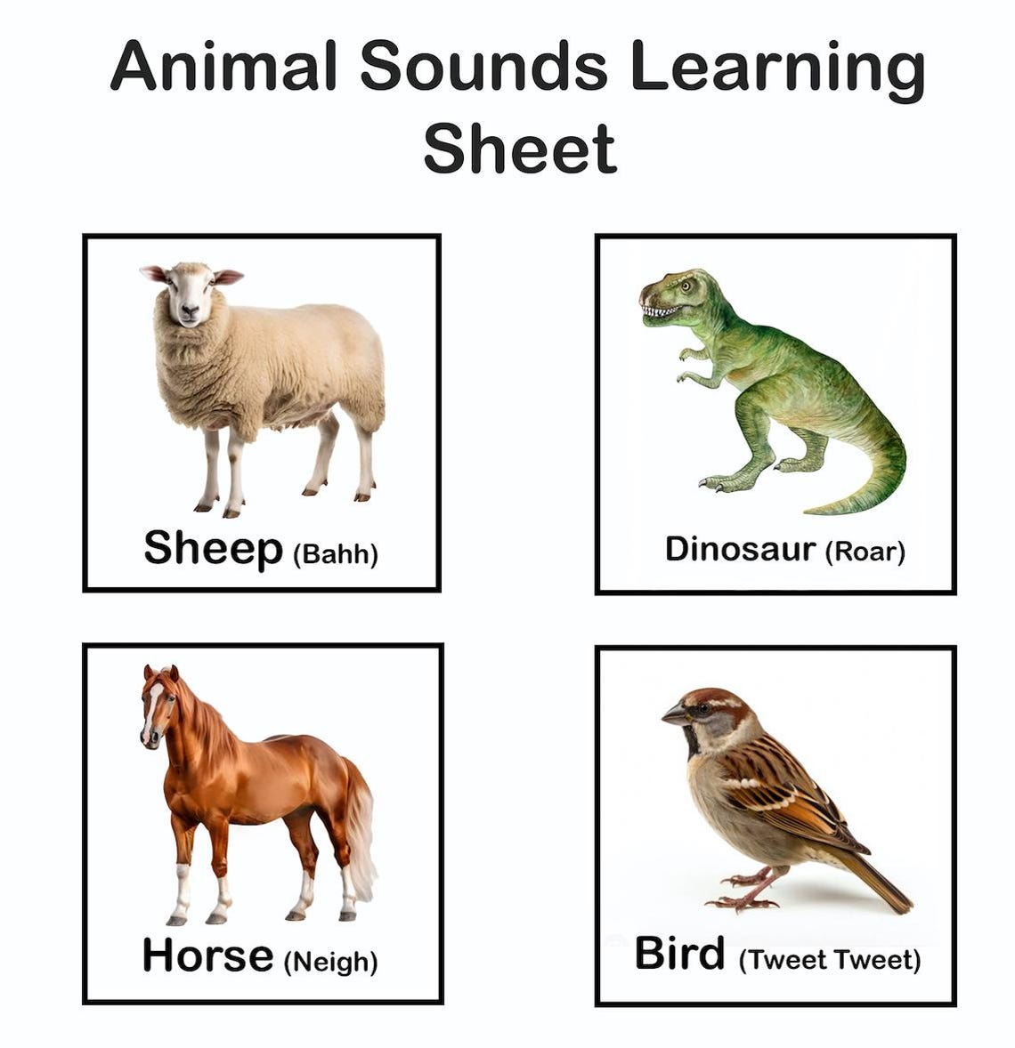 Learning Animal Sounds Worksheets - Etsy