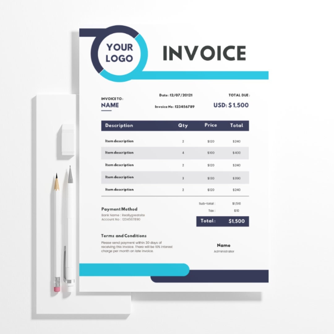 Invoice Template - Bold - Etsy