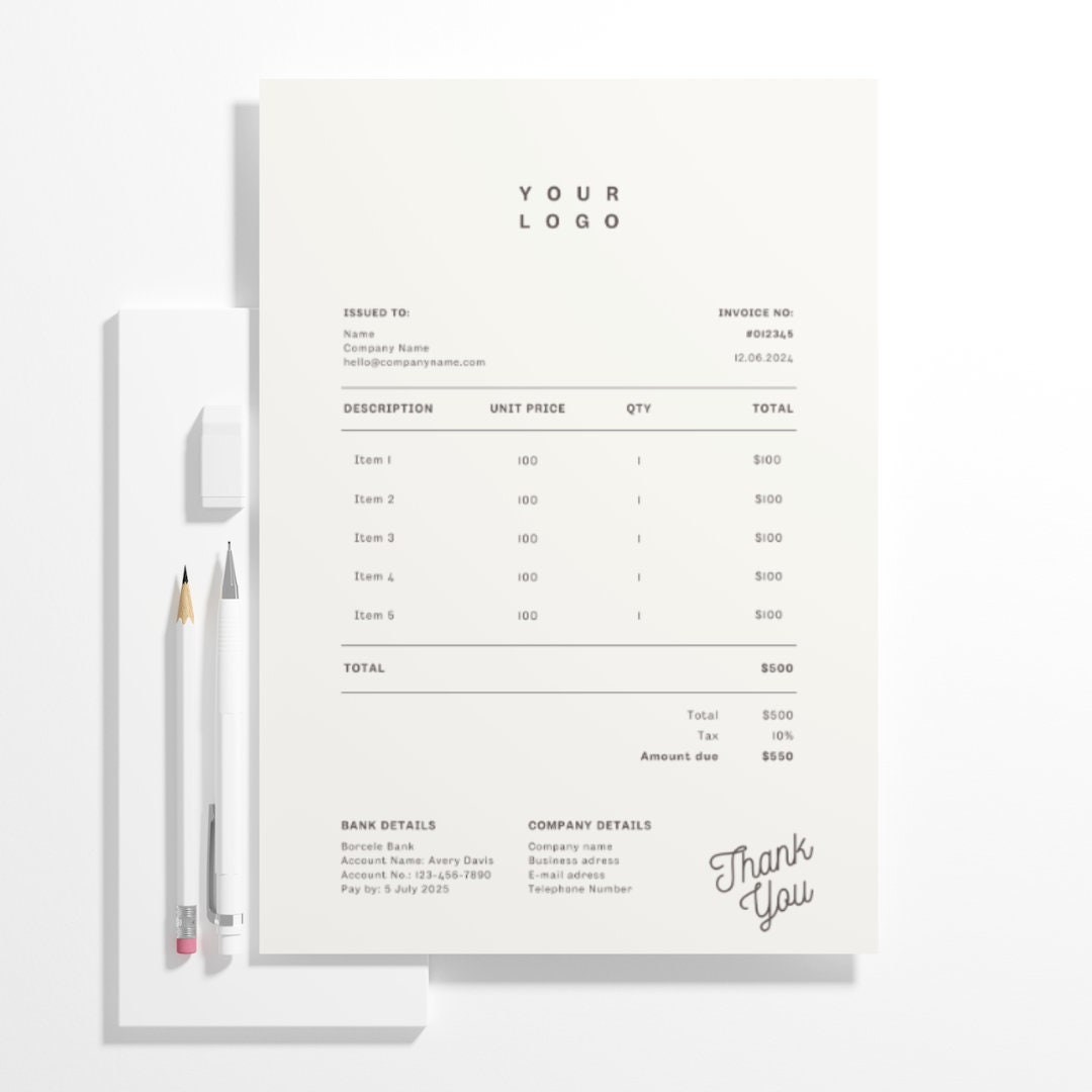 Invoice Template - Minimalistic - Etsy