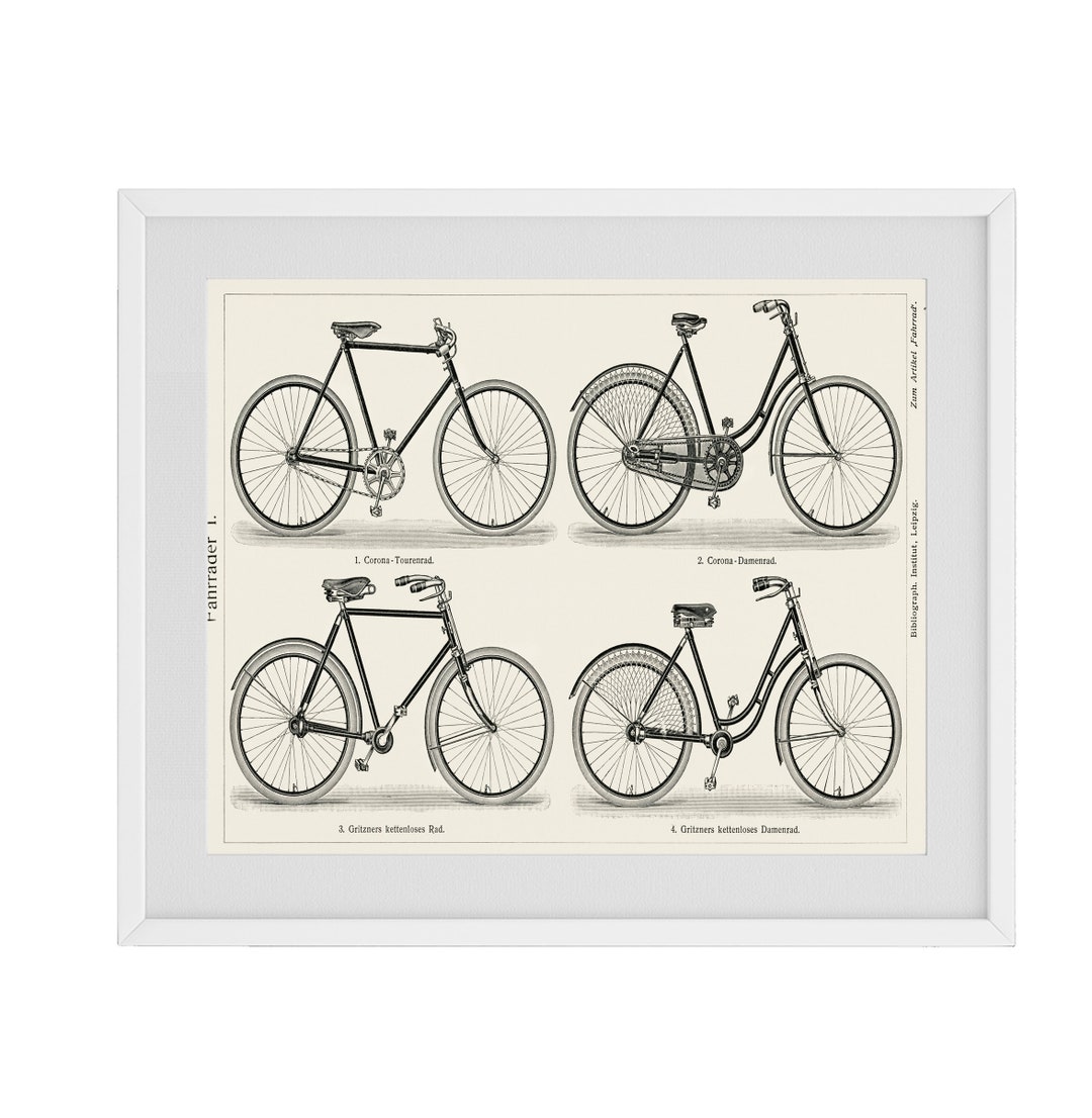 Vintage Bicycles Art Print Instant Download Digital Art Graphics - Etsy