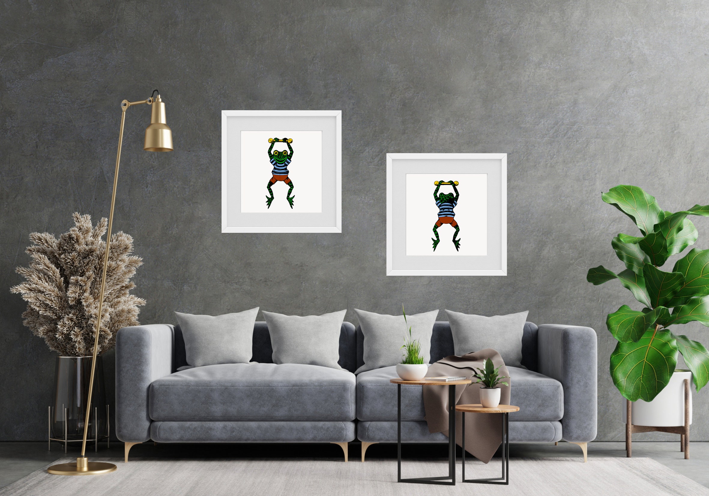 Hanging Frog Wearing Clothes Art Print Instant Download Digital Art ...