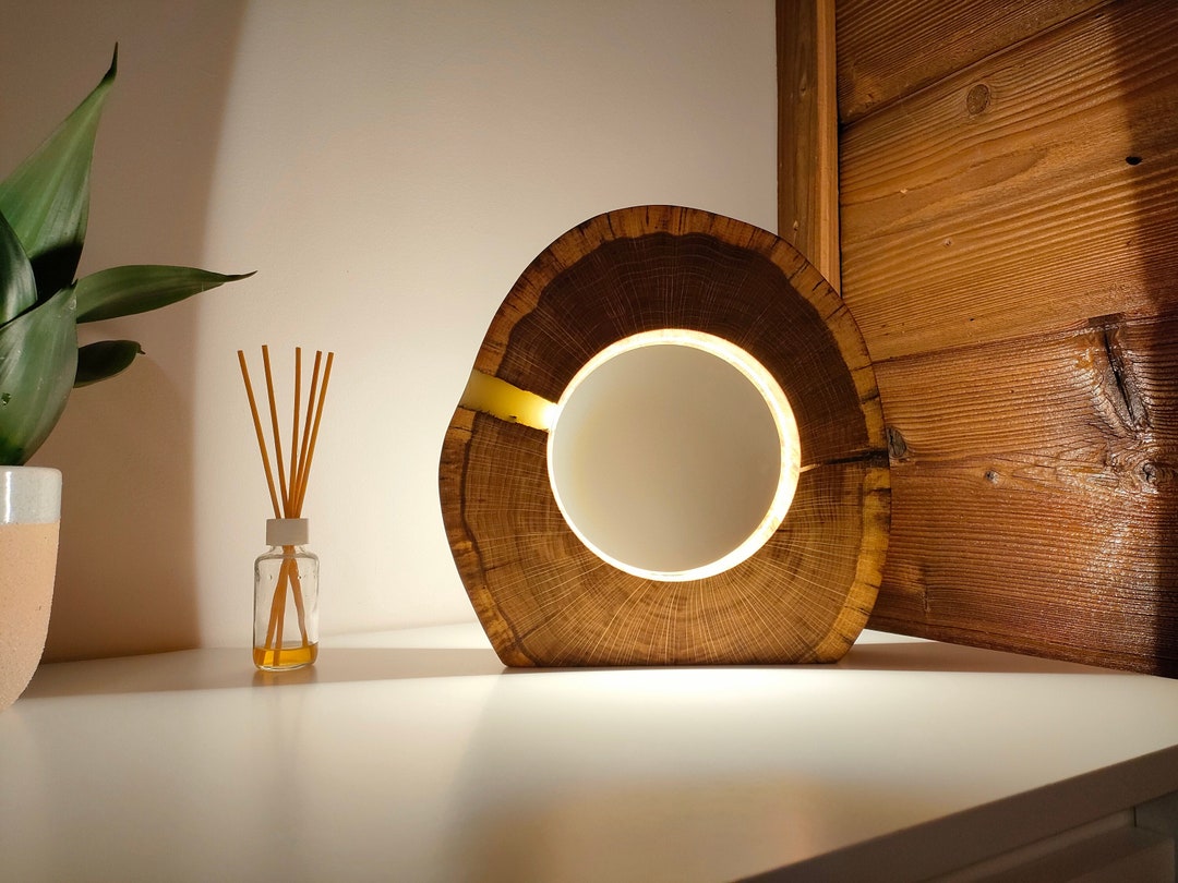 A Lamp Made of Oak Slices With a Dimming and Brightening Function - Etsy