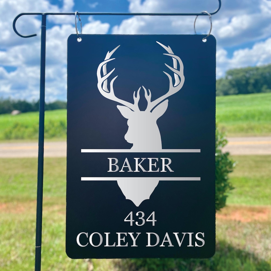 Personalized Deer Address Sign | Custom Engraved Metal Yard Sign ...