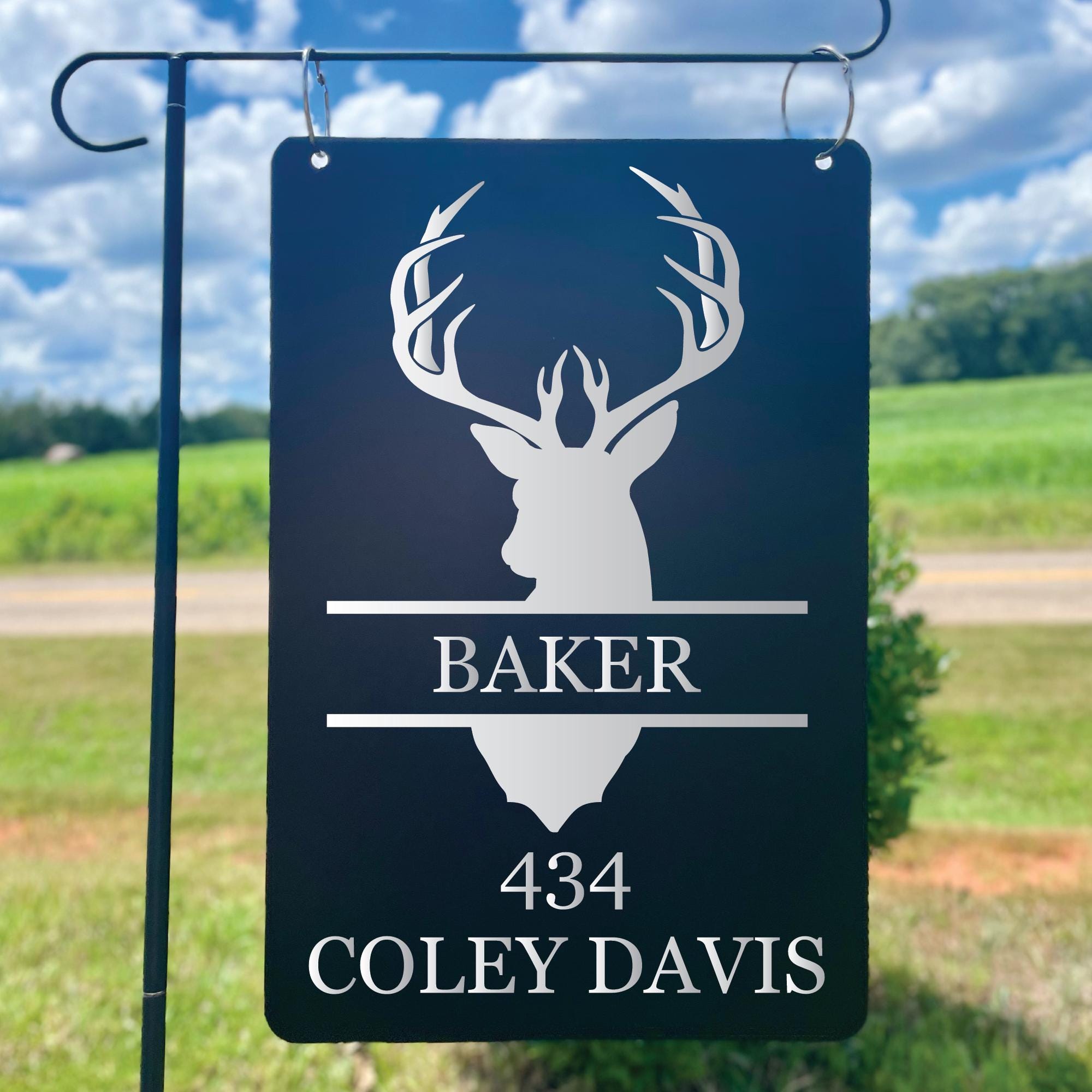Personalized Deer Address Sign | Custom Engraved Metal Yard Sign ...