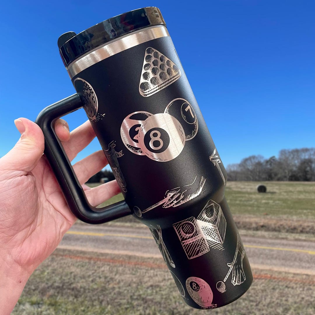 Pool & Billiards Custom Engraved 40oz Tumbler – Unique Stainless Steel ...
