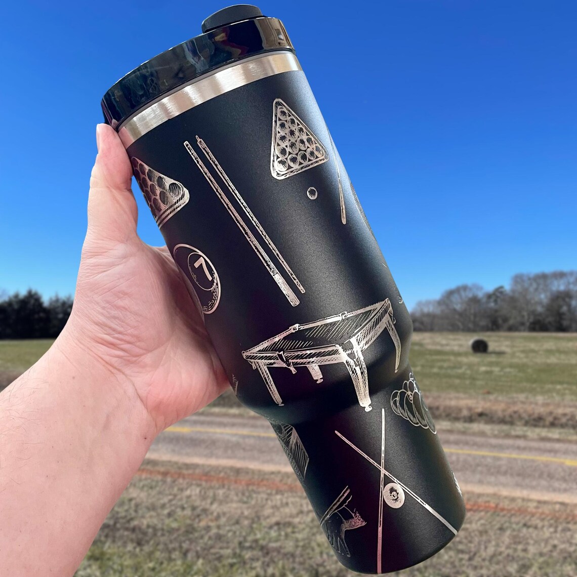 Pool & Billiards Custom Engraved 40oz Tumbler – Unique Stainless Steel ...