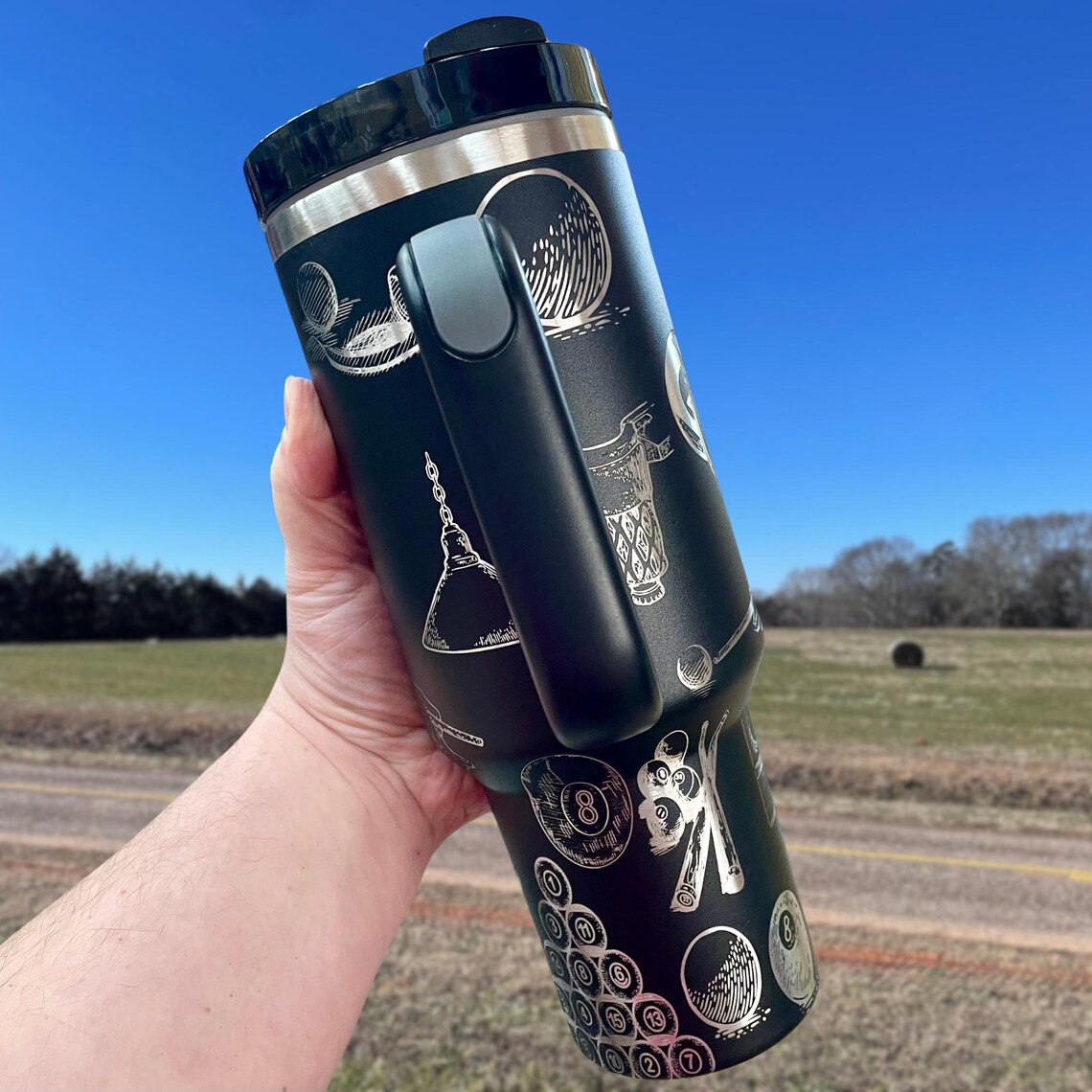 Pool & Billiards Custom Engraved 40oz Tumbler – Unique Stainless Steel ...