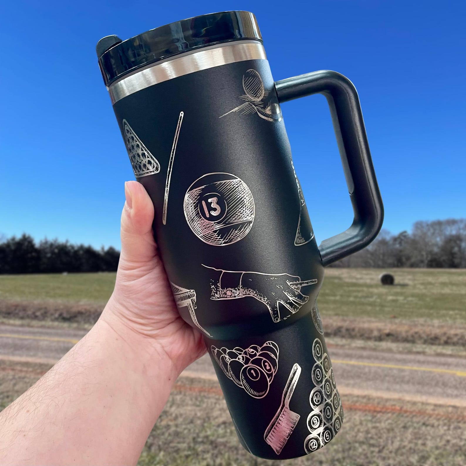 Pool & Billiards Custom Engraved 40oz Tumbler – Unique Stainless Steel ...