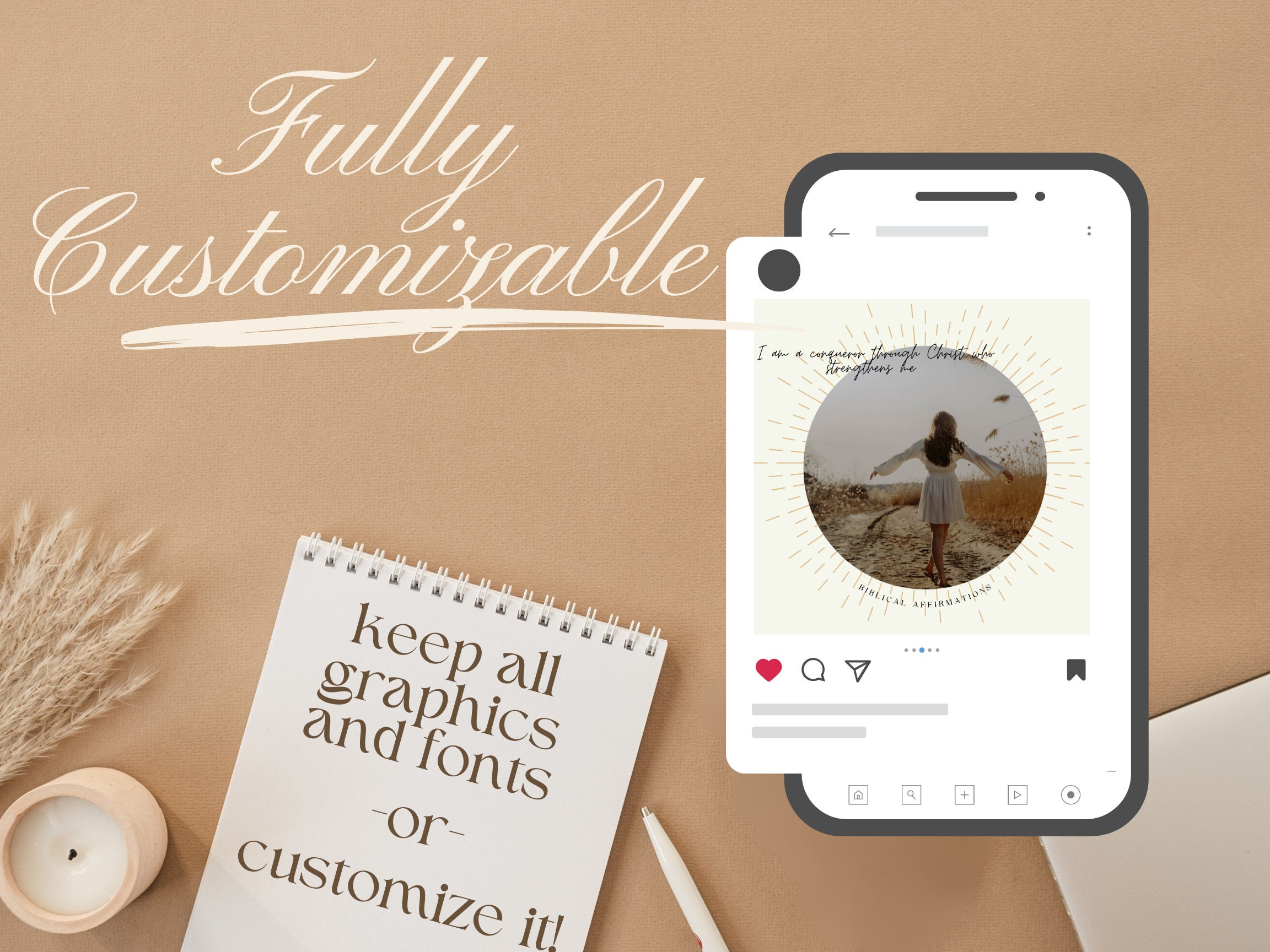 30 Bible Affirmation Instagram Post Customizable Canva Template ...