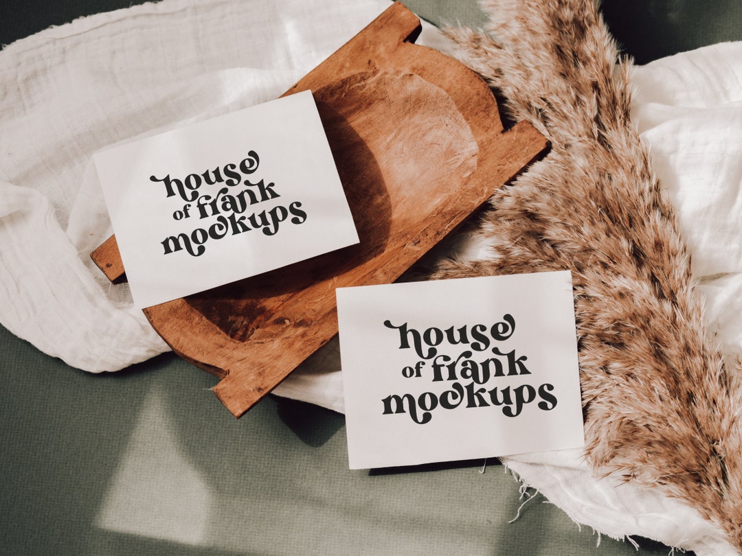 5.5x4 Card Mockup, Front and Back Card Mockup, Boho Card Mockup, Card ...
