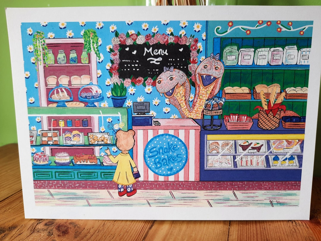 Two-headed Snake's Bakery A5 Illustrated Art Print Snake - Etsy