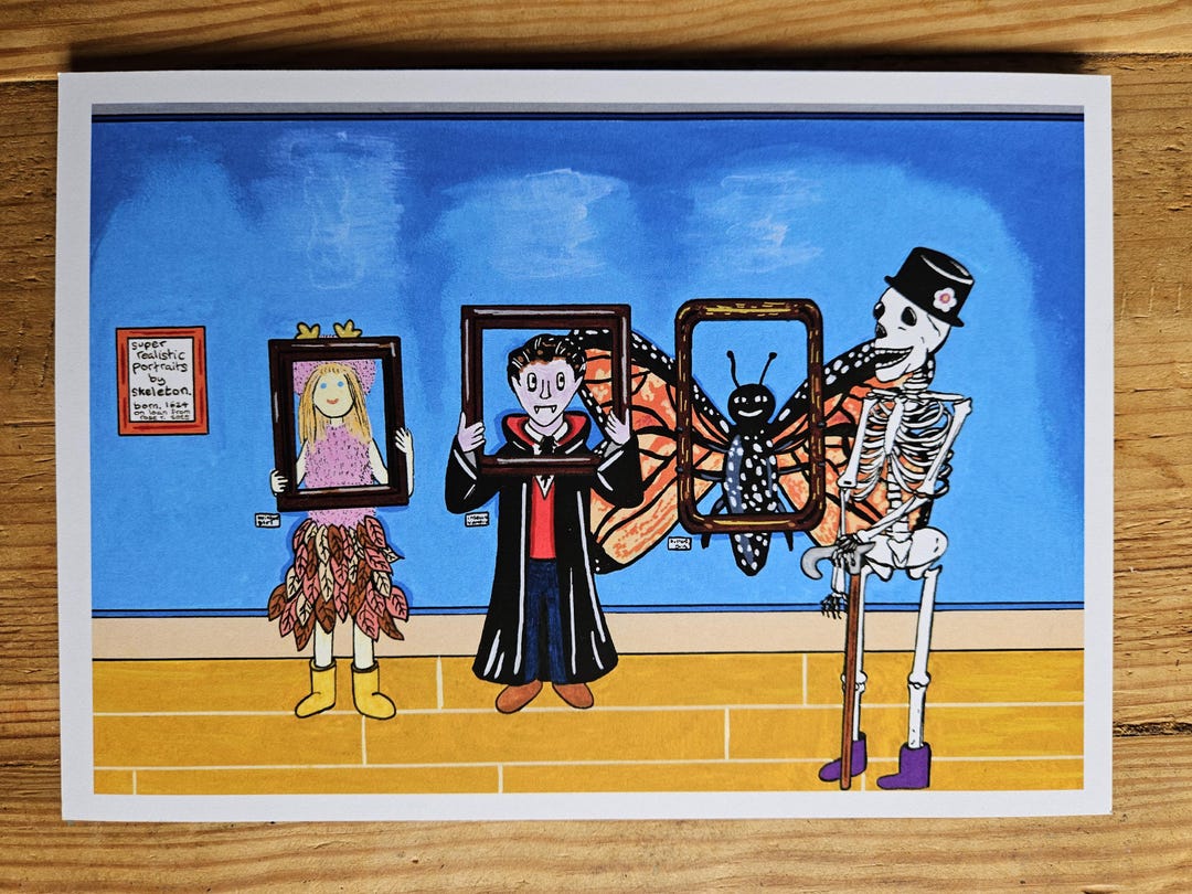 Skeleton A5 Art Print: Unorthodox Portrait Gallery, Posca Art - Etsy