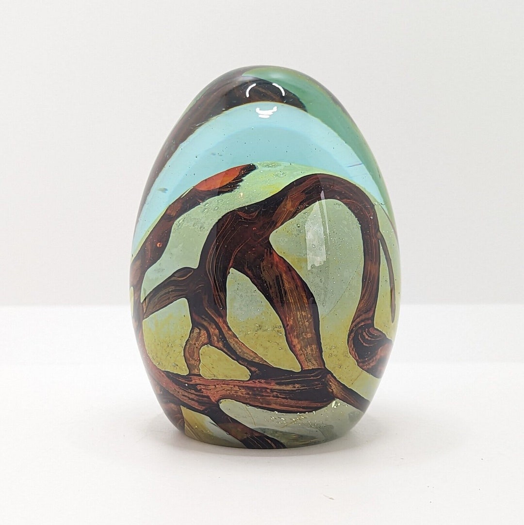 Vintage Mdina Art Glass Ovoid Egg Paperweight Earthtones - Etsy