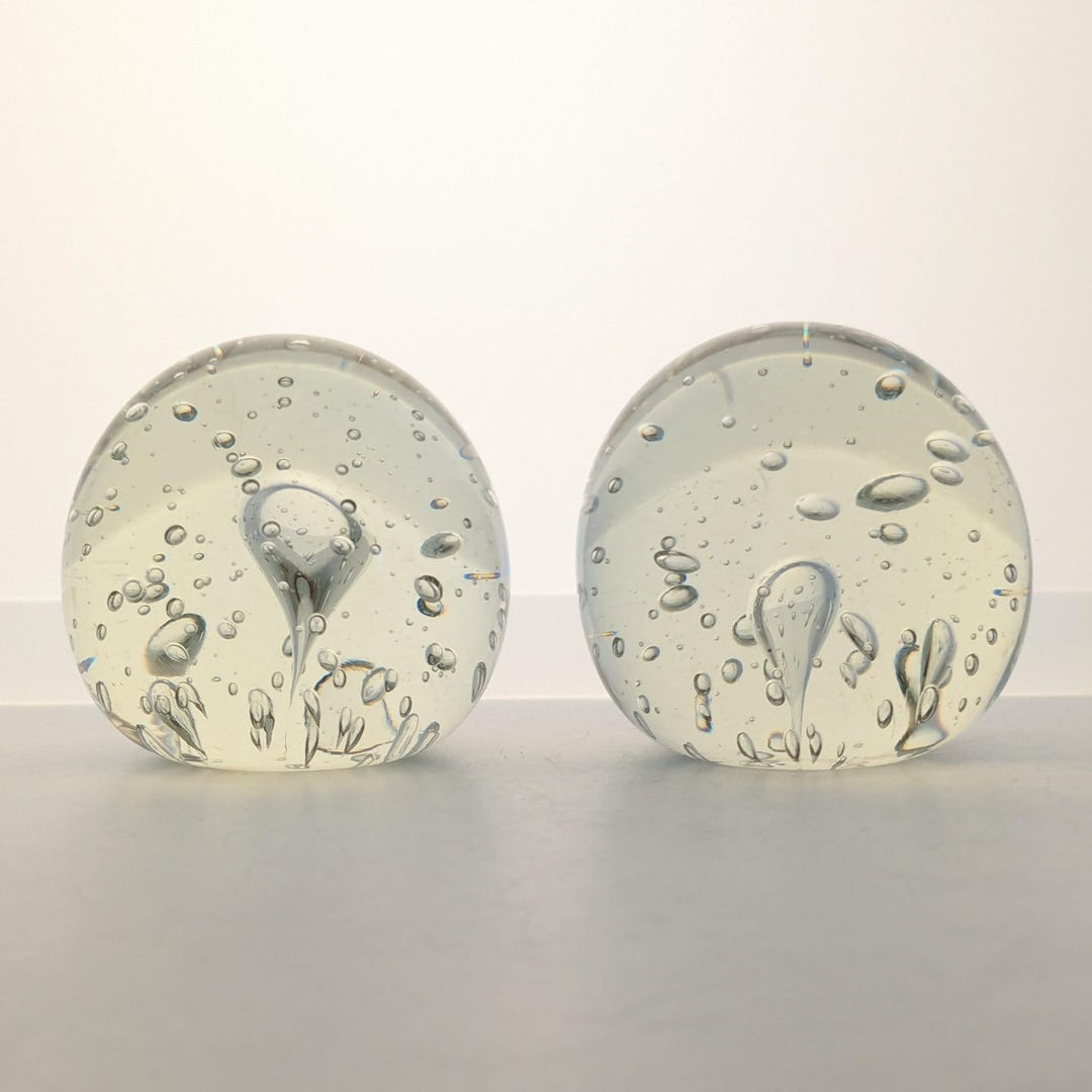 Victorian Dump Glass Paperweights, Pair, Bubble, Clear, Antique - Etsy