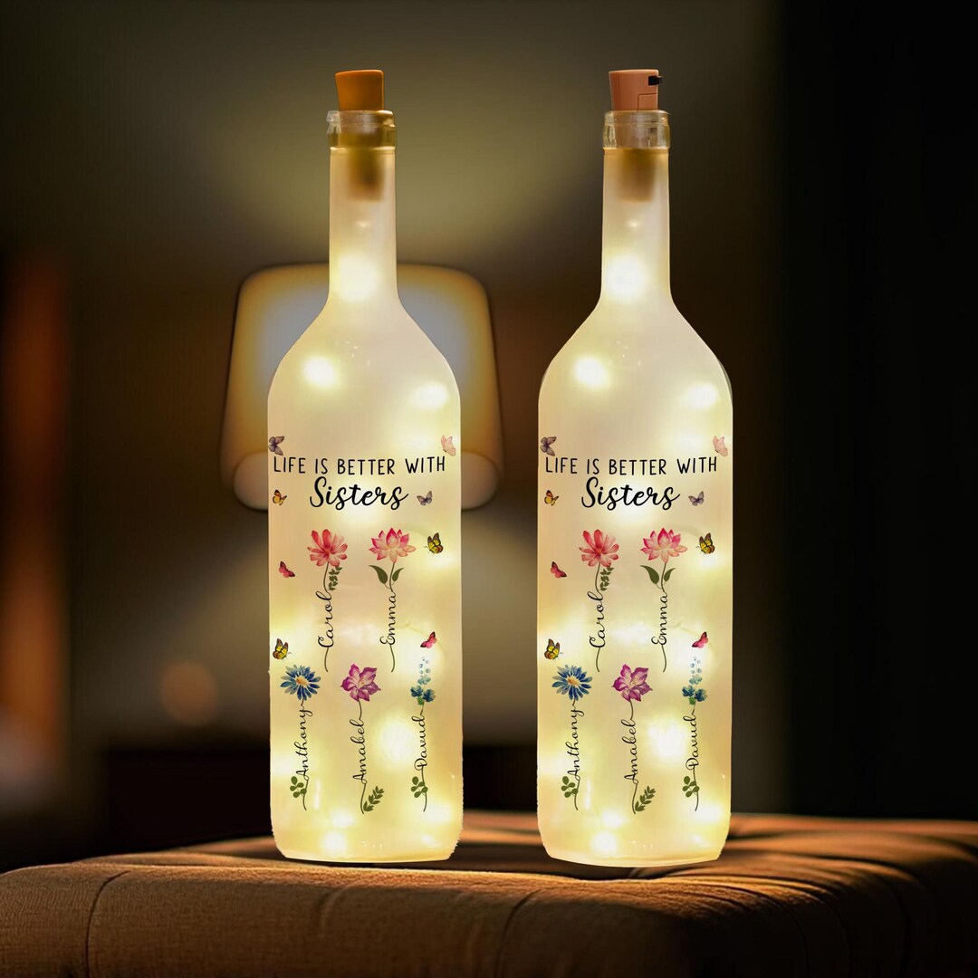 Personalized Sisters Bottle Lamp, Sister Gifts, Birthday Gifts for ...