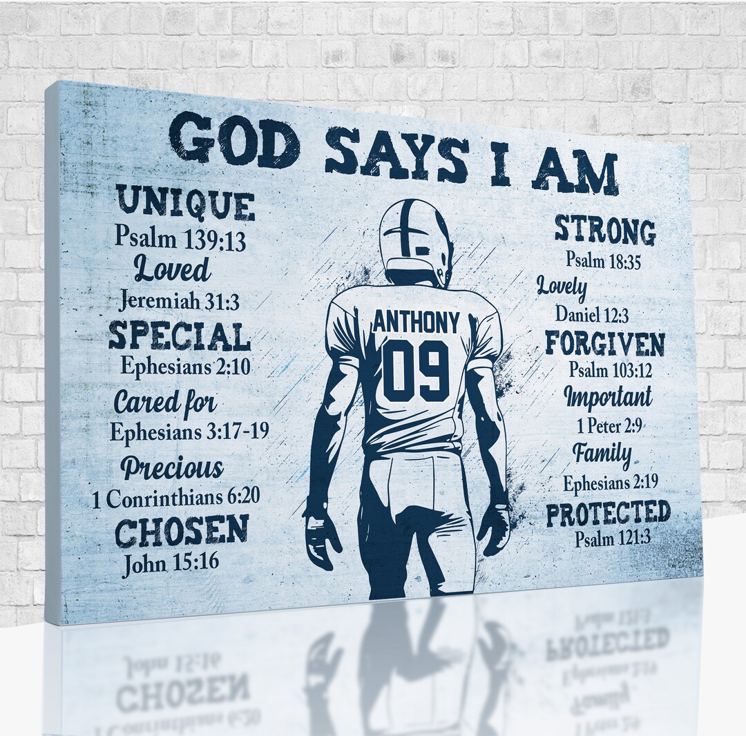 Custom Football Canvas, God Say I Am Canvas, Wall Art for Living Room ...