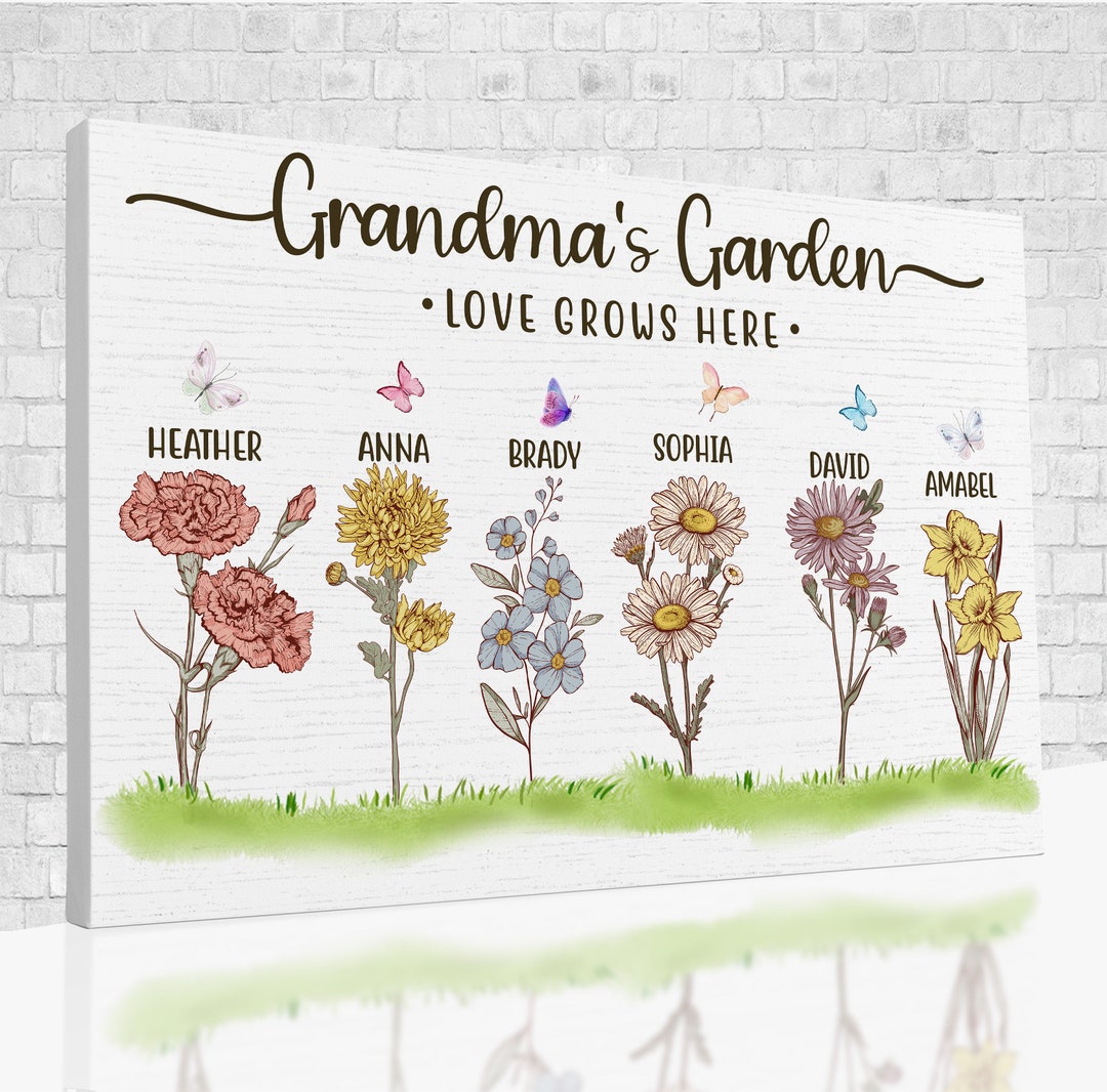 Grandma's Garden Sign, Grandma Gifts, Mothers Day Gifts, Custom Birth ...