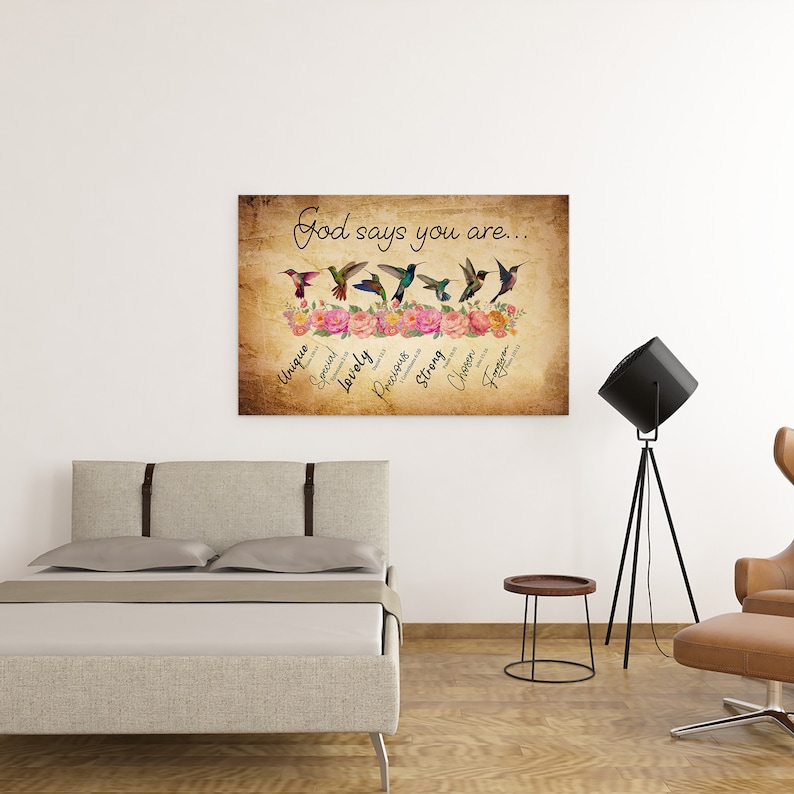 Hummingbirds Poster, God Says You Are Canvas, Inspiration Quote Art ...