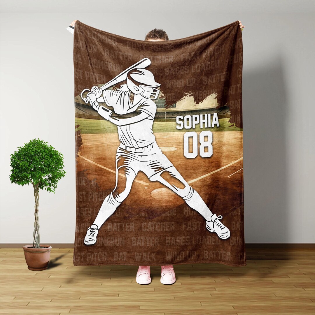 Softball Gifts, Softball Blanket, Personalized Blanket, Throw Blanket ...