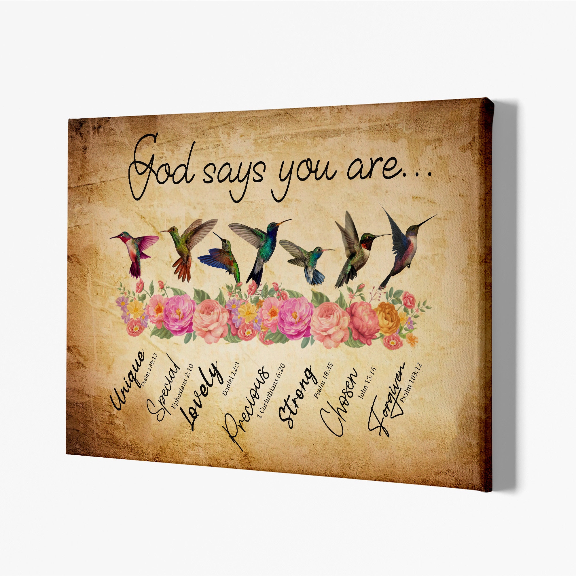 Hummingbirds Poster, God Says You Are Canvas, Inspiration Quote Art ...