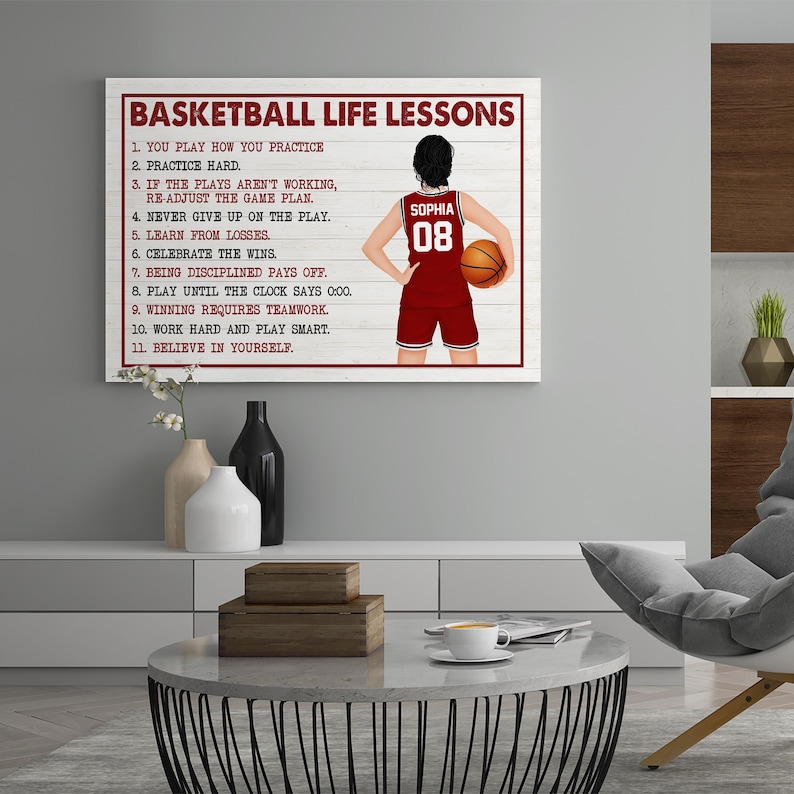 Basketball Life Lessons Canvas, Custom Canvas, Basketball Poster Print ...