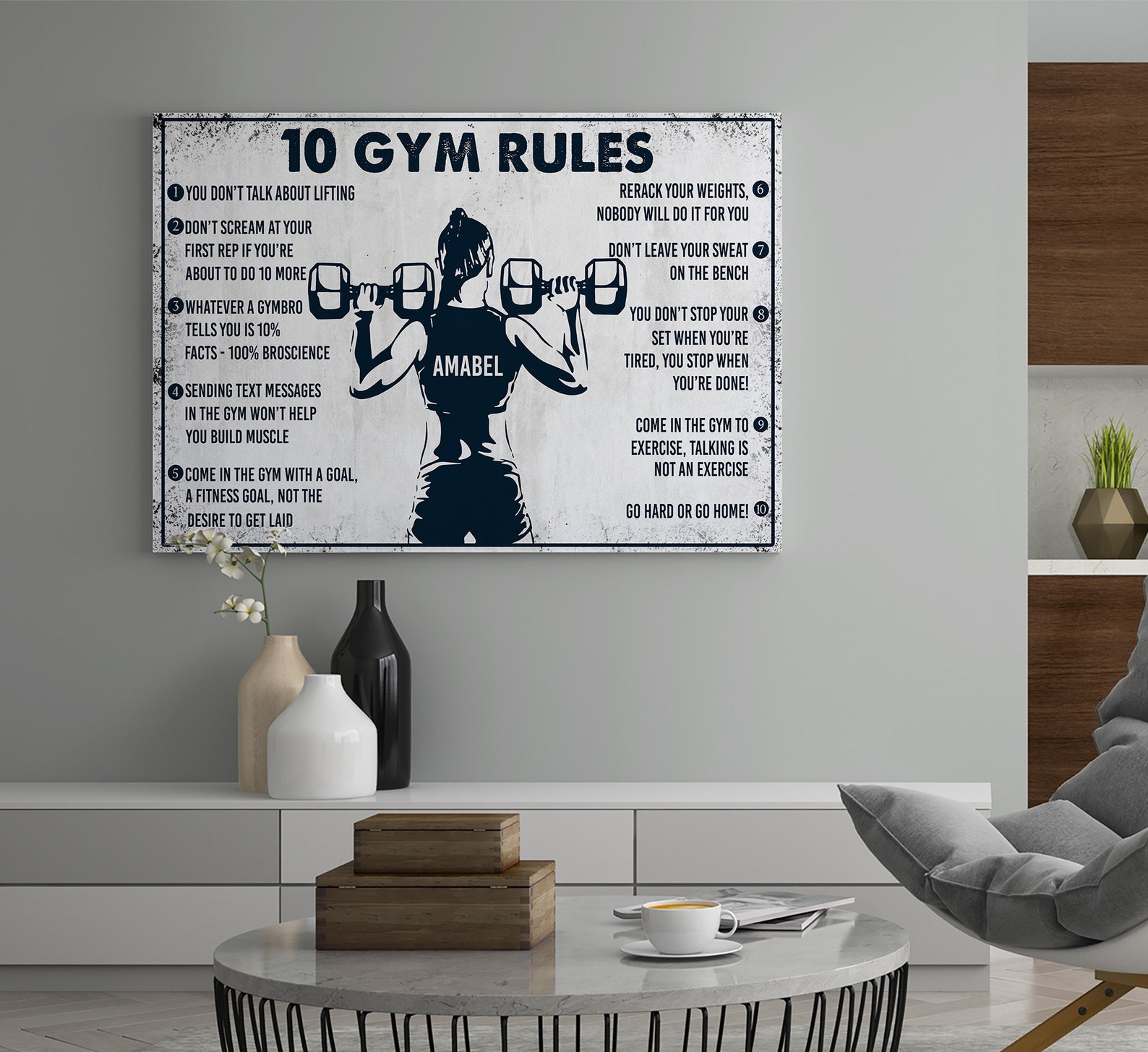 Custom 10 Gym Rules Canvas Personalized Sport Poster Gift - Etsy