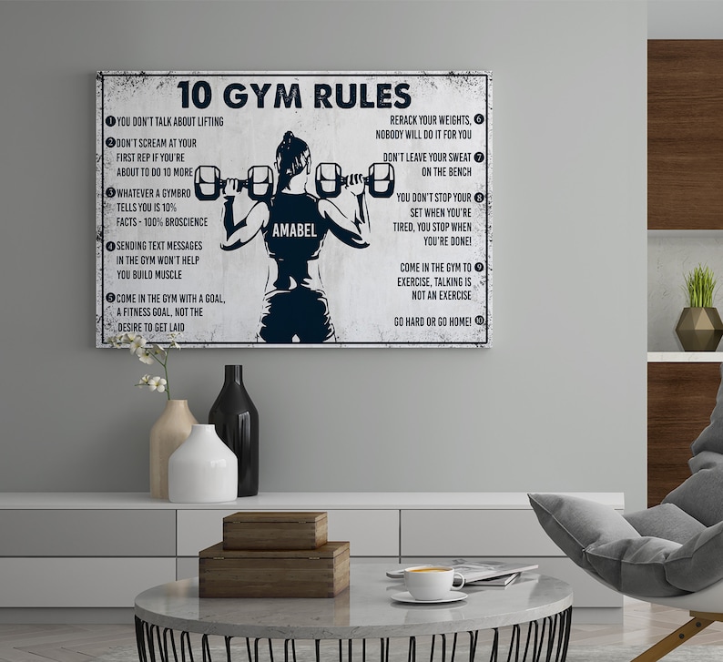 Custom 10 Gym Rules Canvas Personalized Sport Poster Gift - Etsy